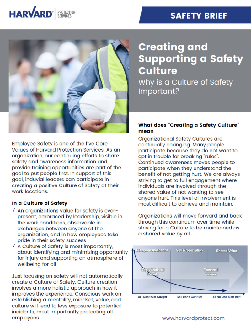 Creating and Supporting a Safety Culture - Harvard Protection Services