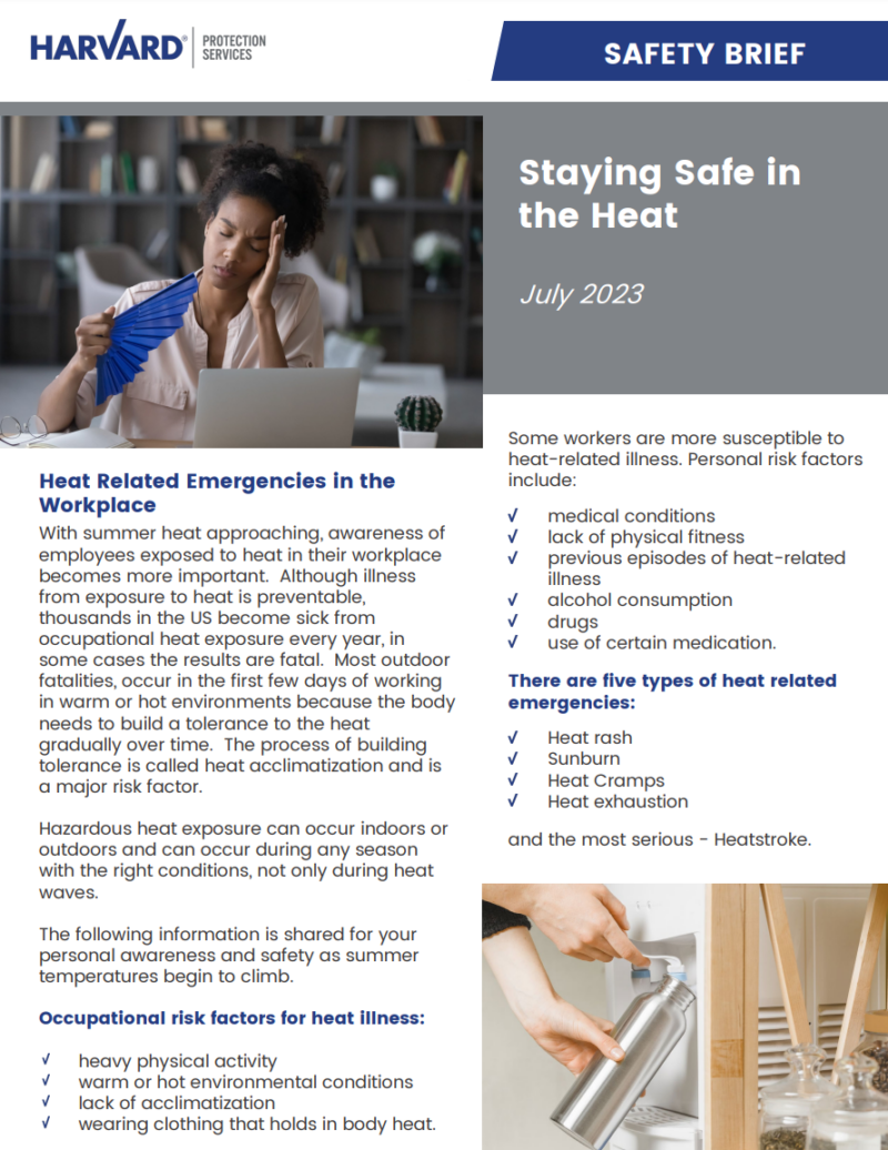 Staying Safe in the Heat - Harvard Protection Services