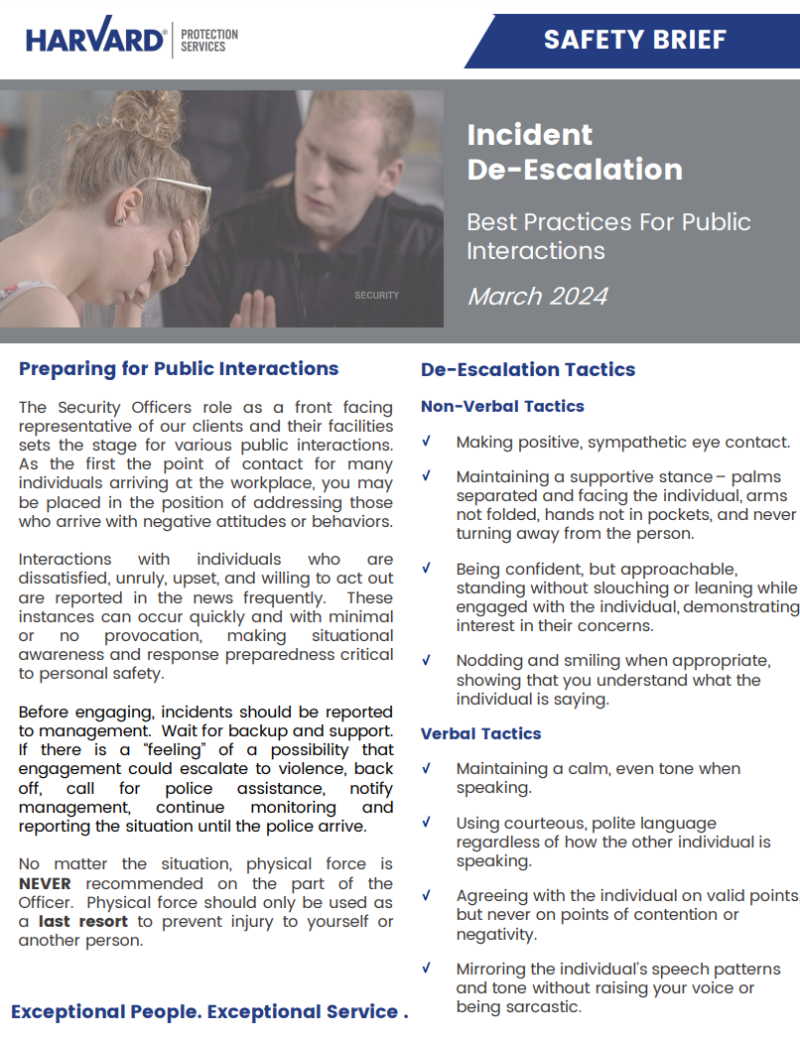 Incident De-Escalation - Harvard Protection Services